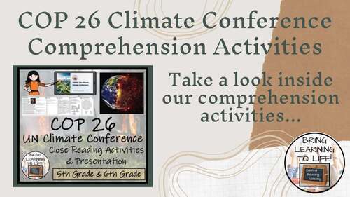 COP 26 Climate Change Conference Close Reading Comprehension | 5th ...