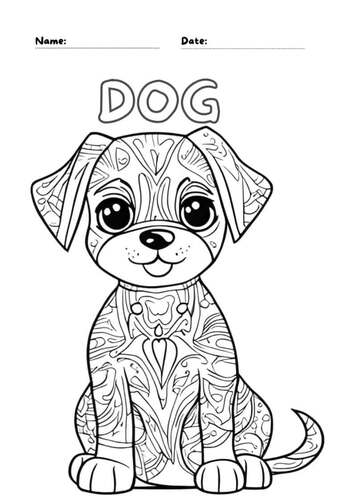 Dog Coloring Art , Kids , ColorfulCreativity , PreschoolArt, 21x29.7cm,A4