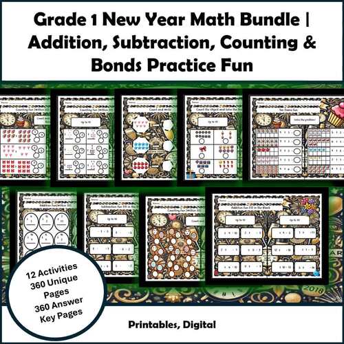 Grade 1 New Year Math Bundle Addition Subtraction Count Frame Bond With 20