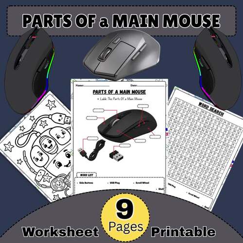 Parts Of a Main Mouse Worksheet | Computer Hardware Labeling,Technology ...