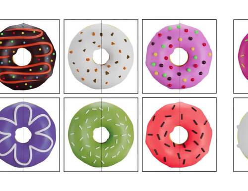 Donuts Matching Game – 36 Toddler Puzzle, Preschool Binder Printable ...