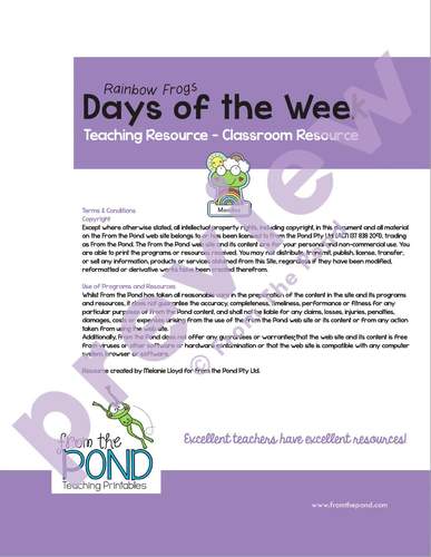 Rainbow Frog Days of the Week Posters | Editable Classroom Calendar Display