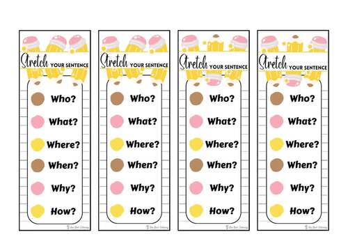 Stretch Your Sentence Bookmark – Writing Made Easy! by Gee Bee's Tutoring