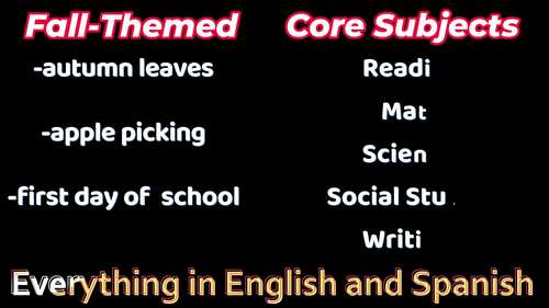 Emergency Sub Plans Bilingual - Fall themed- English/Spanish | TPT