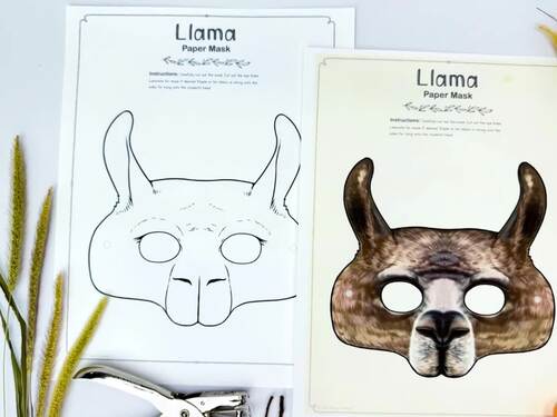 Llama | Paper Mask | Printable Craft | Llamas by Simply Schoolgirl