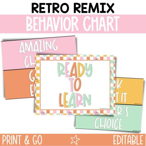 Retro Behavior Chart / Editable Behavior Chart / Retro Remix | TPT