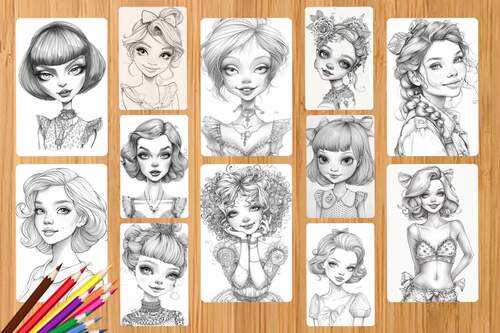 Pin Up Girl Coloring Pages by Digital Study | TPT