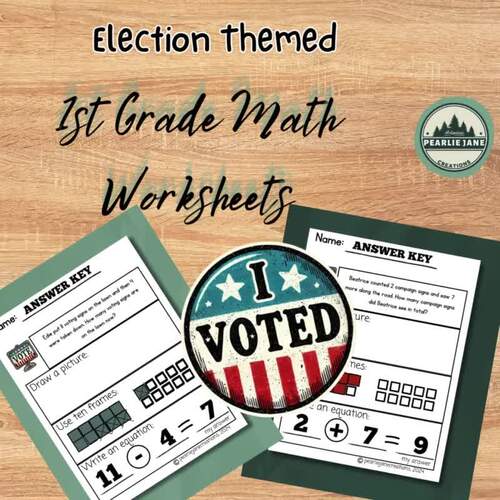 Election Math Word Problems for 1st Graders by Pearlie Janes Creations