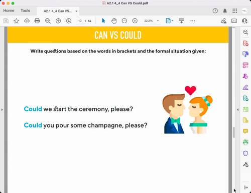 ESL Elementary Lesson: Learn When to Use 'Can' vs 'Could' by ESL Class ...