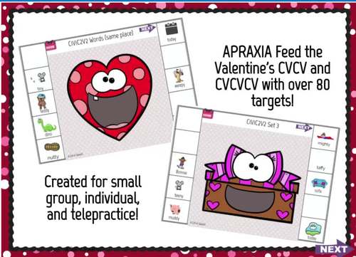 Valentine's Day Apraxia & Articulation CVCV and CVCVCV Words Boom Cards™