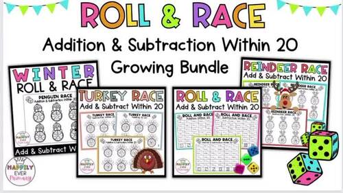 Roll and Race Math Dice Games Bundle for Addition and Subtraction Within 20