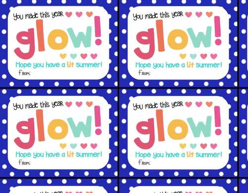 Glow Stick (Glow-in-the-Dark) End-of-Year Gift Tag- You made this year ...