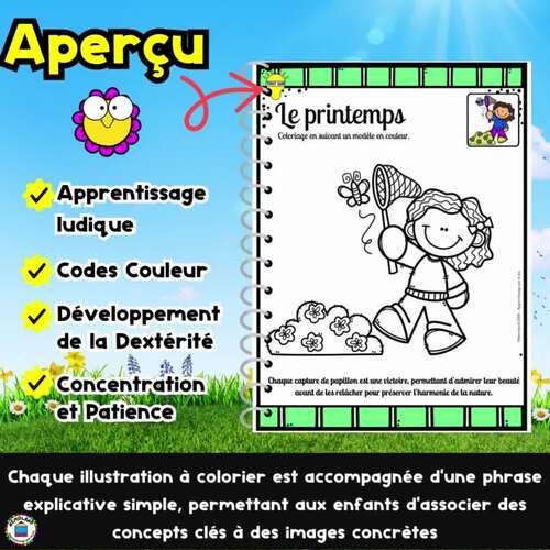 TOUT SUR… le Printemps, par les Coloriages en suivant un modèle en couleur