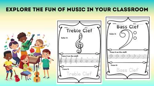 Music Tracing Worksheets | Notes, Rests, and Symbols | Drawing Music Notes