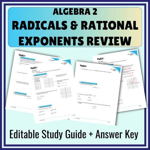 Radicals & Rational Exponents Study Guide Worksheets | 10th-12th Grade ...