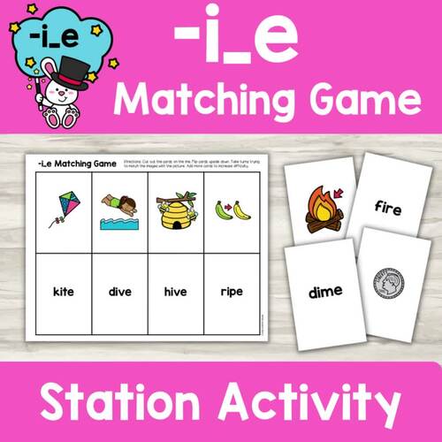 CVCE Long I Magic E i_e Phonics Matching Game Center Station | 1st 2nd ...