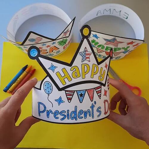 Presidents Day Crowns Hat Headband Craft | Presidents Day 2025 Coloring ...