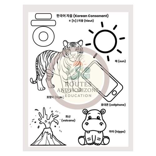 Korean Alphabet Hangul Coloring Pages & Tracing Worksheets | Korean ...