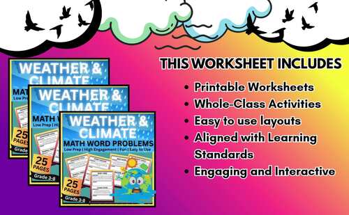 Weather & Climate Math Worksheets Bundle–40 Questions with Answer Key ...