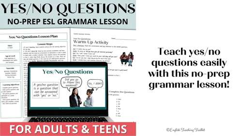 Adult ESL English Grammar Worksheets, Activities, Lesson Plan - Yes No ...