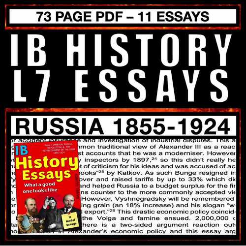 IB History Russia 1855–1924 Essays | Paper 3 Level 7 | Gr 11–12 | TPT