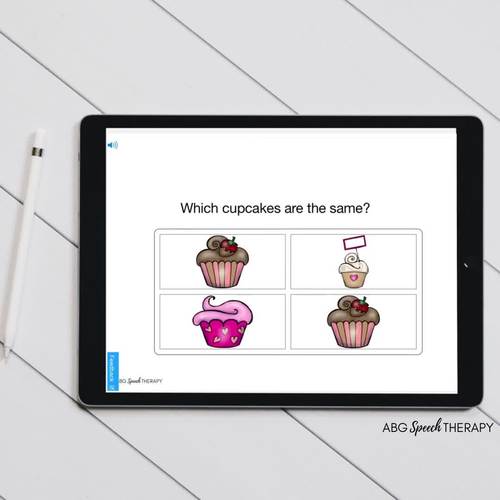 Basic Concepts Valentine's Day Boom Cards™ for Speech Therapy SAME Cupcakes