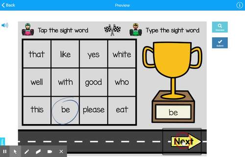 FLASH $1! Kindergarten Sight Word Boom Card™ Puzzle (Car) - Level B ...