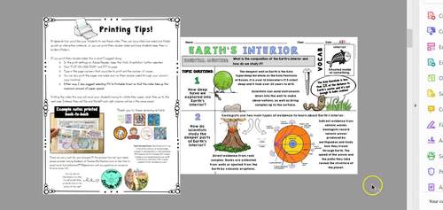 Layers of Earth Doodle Notes | Earth's Layers | Mechanical Layers | Cornell