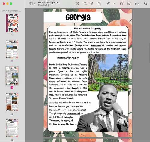 Georgia || US States || Information Text Close Reading Comprehension