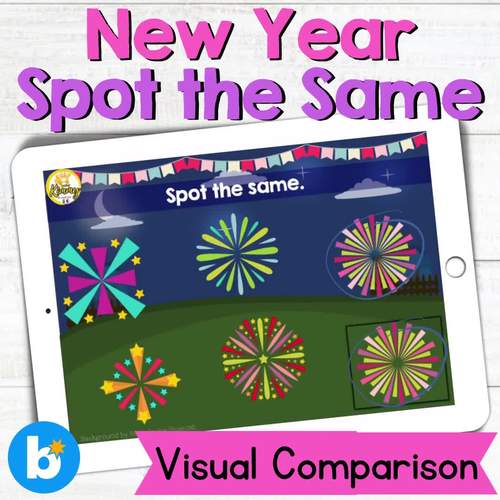 New Year Spot the Same Visual Comparison Boom Cards by Teacher Kimmy