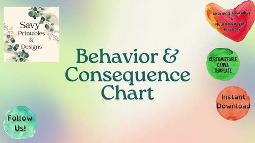 Behavior & Consequence Chart: Parenting Aid, Template, Instant Download