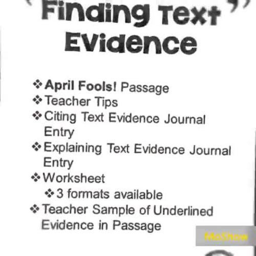 April Fools' Day Reading Passage- Finding and Citing Text Evidence