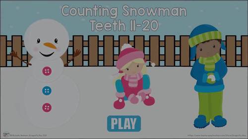 Winter Counting Snowman Teeth 11 to 20 for PowerPoint™ Google Slides™ Boom™