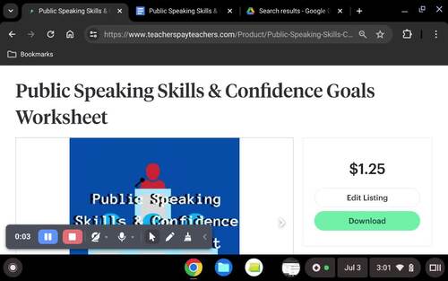 Public Speaking Skills & Confidence Goals Worksheet by The Drama GOAT