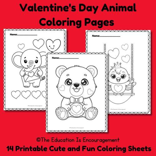 Valentine's Day Animal Coloring Pages: 14 Printable Cute and Fun ...