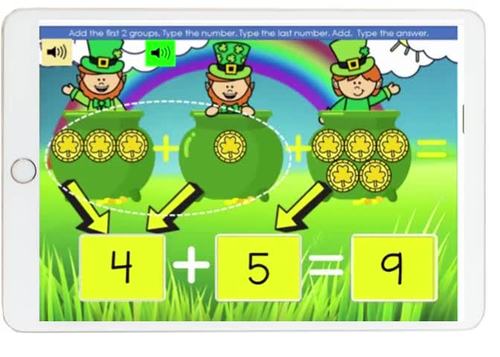 St. Patrick's Day Adding Three Numbers (Boom Cards) | TPT