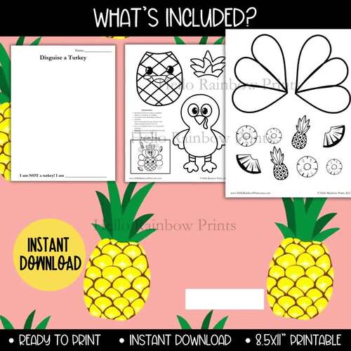 Pineapple Turkey Disguise Craft, Pine Apple Fruit Coloring I am Not A ...
