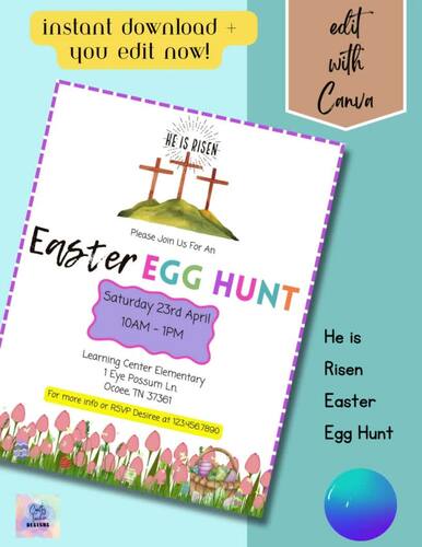 EDITABLE Religious Easter Egg Hunt Flyer, Digital Download, Easter Poster