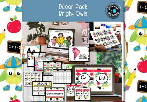 DECOR PACK -BRIGHT OWLS DESIGN by Oceanview Resources | TPT