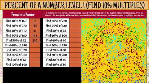 Percent of a Number Thanksgiving Fall Math Pixel Art | TpT