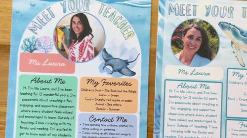 Ocean Blue Meet the Teacher Template | Editable Back to School ...