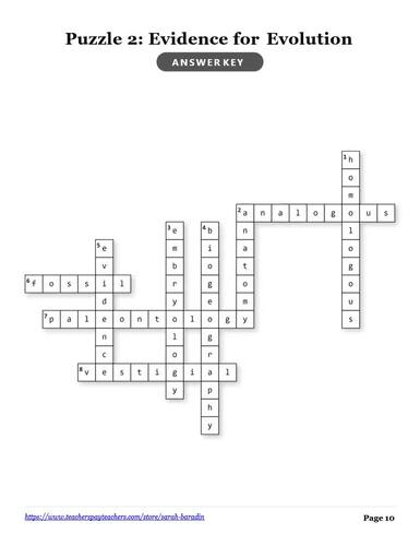 High School Biology: Evolution & Natural Selection Crossword With Word ...
