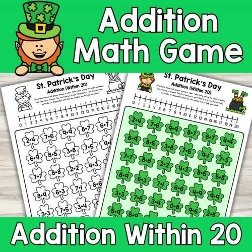 St. Patrick's Day Math Game | Addition within 20 | Fact Fluency Center