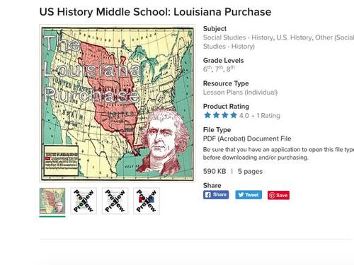 US History Middle School: Louisiana Purchase by Social Studies Studio
