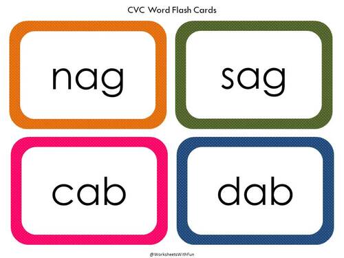 CVC Words Flashcards, Kindergarten CVC Word Cards, CVC Blending ...