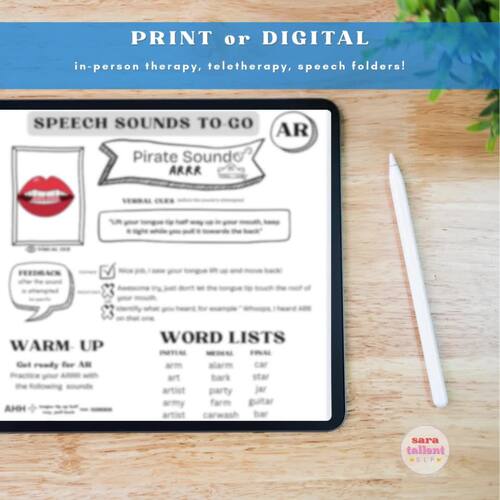 Speech Sounds To Go Retroflex R | No -Prep AR practice page by Sara ...