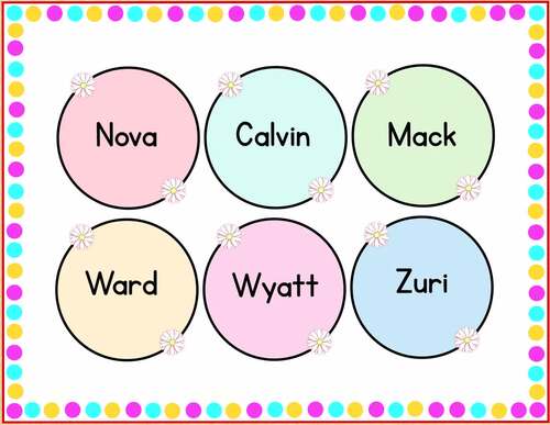 Pastel Daisy Student Name Labels, Spring Floral Name Plates, Flowers ...