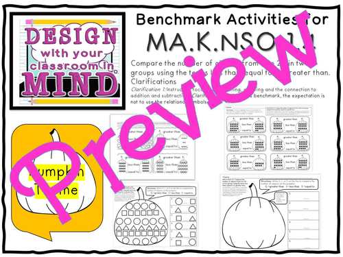 MA.K.NSO.1.4 Pumpkin theme Greater than, less than, equal to | TPT