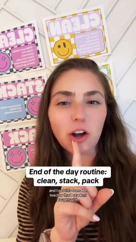 End of Day Routine Decorative Posters- Clean, Stack, and Pack | TPT
