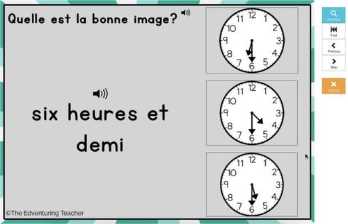 Time to the hour and half-hour L'heure French Digital Boom Cards